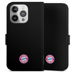 DeinDesign iPhone 14 Pro Handy Klapph&uuml;lle Handyh&uuml;lle aus Kunst Leder schwarz Flip Case Fcb Fc Bayern M&uuml;nchen Logo Sideflip mit langer Lasche