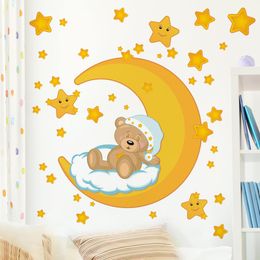 Wandtattoo Kinderzimmer Sterne Teddys Sternenhimmel Babyzimmer Wandsticker Tiere B&auml;r Baby Wandaufkleber in S-XXL