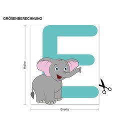 Bilderwelten Wandtattoo Tiere modern selbstklebend Wandaufkleber - Kinder ABC - Elefant - Elefant Kinderzimmer Baby M&auml;dchen Jungen