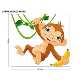 Wandtattoo Kinderzimmer Schaukelnder Affe Wandsticker Wandaufkleber in S-XXL Baby, Junge & M&auml;dchen