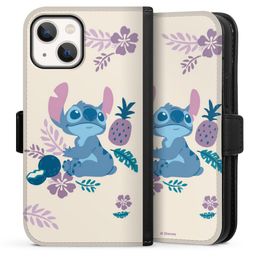 DeinDesign Galaxy A51 Handy Klapph&uuml;lle Handyh&uuml;lle aus Kunst Leder schwarz Flip Case Flowers Lilo & Stitch Official Licensed Product Sideflip mit Lasche