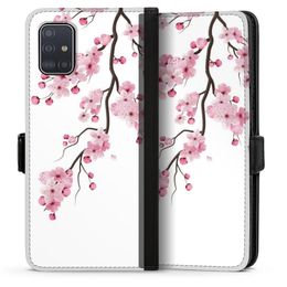 DeinDesign Galaxy A51 Handy Klapph&uuml;lle Handyh&uuml;lle aus Kunst Leder schwarz Flip Case Aisa Japan Cherry Blossom Sideflip mit Lasche