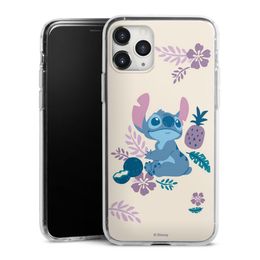DeinDesign iPhone 11 Pro Max Handy Silikon H&uuml;lle Case transparent Handyh&uuml;lle Flowers Lilo & Stitch Official Licensed Product Silikon Case
