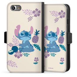 DeinDesign iPhone 8 Handy Klapph&uuml;lle Handyh&uuml;lle aus Kunst Leder schwarz Flip Case Official Licensed Product Flowers Lilo & Stitch Sideflip mit Lasche