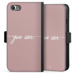 DeinDesign iPhone 8 Handy Klapph&uuml;lle Handyh&uuml;lle aus Kunst Leder schwarz Flip Case Motivation Spruch Sayings Sideflip mit Lasche