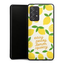 DeinDesign Galaxy A52 5G Handy Premium Silikon H&uuml;lle Handyh&uuml;lle schwarz Case Spruch Statement Lemon Silikon Premium Case