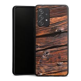 DeinDesign Galaxy A52s 5G Handy Premium Silikon H&uuml;lle Handyh&uuml;lle schwarz Case Beams Wooden Look Wood Silikon Premium Case