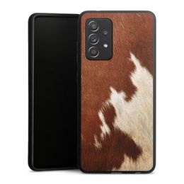 DeinDesign Galaxy A52s 5G Handy Premium Silikon H&uuml;lle Handyh&uuml;lle schwarz Case Fur Cow Animal Look Silikon Premium Case