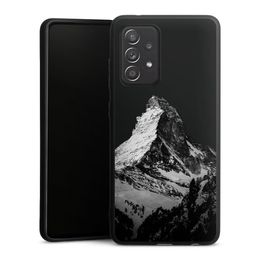 DeinDesign Galaxy A52s 5G Handy Premium Silikon H&uuml;lle Handyh&uuml;lle schwarz Case Snow Mountain Top Mountain Silikon Premium Case