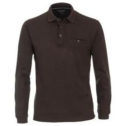 Langarm-Poloshirt Casamoda "Casamoda Polo-Shirt Langarm gestreift", Damen, Gr. 6XL, braun, 62% Baumwolle, 38% Polyester, Shirts