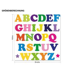 Wandtattoo Buchstaben Set Kinderzimmer Buntes Alphabet ABC Wandsticker Wandaufkleber in S-XXL Baby, Junge & M&auml;dchen