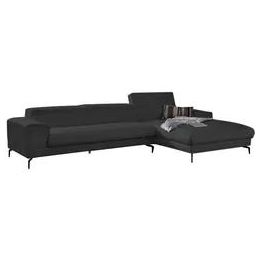Ecksofa W.Schillig "piedroo, Designsofa mit tollem Sitzkomfort, bequem, L-Form", grau (graphit z59), B:343cm H:70cm T:193cm, Longlife Xtra-Leder Z59: Glattleder mit modischer Pr&auml;gung. Hautst&auml;rke 0, 9 - 1, 1 mm, Sofas, Ecksofa, Kopfteilverstellung, wahlweise mit Sitztiefenverstellung, Breite 343cm