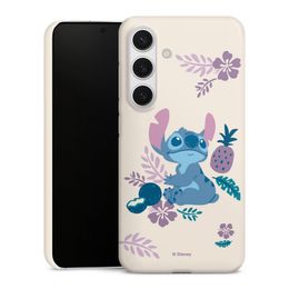 DeinDesign Galaxy S24 Handy Premium Case Smartphone Handyh&uuml;lle Schutzh&uuml;lle gl&auml;nzend Flowers Lilo & Stitch Official Licensed Product Premium Case