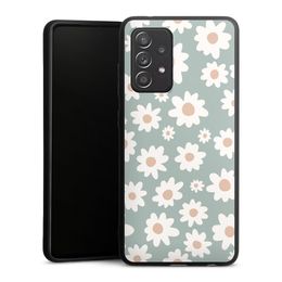 DeinDesign Galaxy A52s 5G Handy Premium Silikon H&uuml;lle Handyh&uuml;lle schwarz Case Flowers Daisy Muster Silikon Premium Case