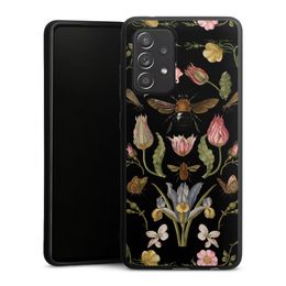 DeinDesign Galaxy A52s 5G Handy Premium Silikon H&uuml;lle Handyh&uuml;lle schwarz Case Blossom Flower Wreath Bee Silikon Premium Case