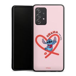 DeinDesign Galaxy A52s 5G Handy Premium Silikon H&uuml;lle Handyh&uuml;lle schwarz Case Heart Lilo & Stitch Disney Silikon Premium Case