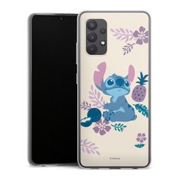 DeinDesign Galaxy A32 4G Handy Silikon H&uuml;lle Case transparent Handyh&uuml;lle Flowers Lilo & Stitch Official Licensed Product Silikon Case