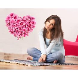 Bilderwelten Wandtattoo Blumen modern selbstklebend Wandaufkleber - No.192 Rosenherz - Herz Wohnzimmer Schlafzimmer
