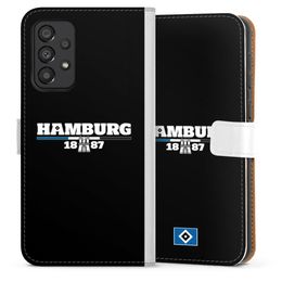DeinDesign Galaxy A33 5G Handy Klapph&uuml;lle Handyh&uuml;lle aus Kunst Leder wei&szlig; Flip Case Official Licensed Product Hamburg Hsv Sideflip mit Lasche