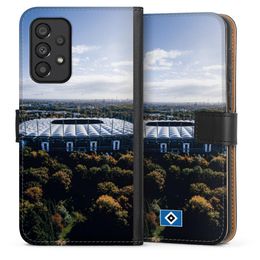 DeinDesign Galaxy A33 5G Handy Klapph&uuml;lle Handyh&uuml;lle aus Kunst Leder schwarz Flip Case Hamburger Sv Hsv Stadium Sideflip mit langer Lasche