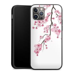 DeinDesign iPhone 12 Pro Handy Premium Silikon H&uuml;lle Handyh&uuml;lle schwarz Case Aisa Japan Cherry Blossom Silikon Premium Case