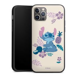 DeinDesign iPhone 12 Pro Handy Premium Silikon H&uuml;lle Handyh&uuml;lle schwarz Case Flowers Lilo & Stitch Official Licensed Product Silikon Premium Case
