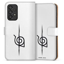 DeinDesign Galaxy A33 5G Handy Klapph&uuml;lle Handyh&uuml;lle aus Kunst Leder wei&szlig; Flip Case Naruto Shippuden Sasuke Konoha Sideflip mit Lasche
