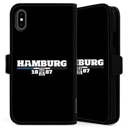 DeinDesign iPhone X Handy Klapph&uuml;lle Handyh&uuml;lle aus Kunst Leder schwarz Flip Case Hamburg Official Licensed Product Hsv Sideflip mit langer Lasche