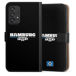 DeinDesign Galaxy A33 5G Handy Klapph&uuml;lle Handyh&uuml;lle aus Kunst Leder schwarz Flip Case Official Licensed Product Hamburg Hsv Sideflip mit langer Lasche