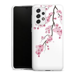 DeinDesign Galaxy A33 5G Handy Silikon H&uuml;lle Case wei&szlig; Handyh&uuml;lle Cherry Blossom Japan Aisa Silikon Case