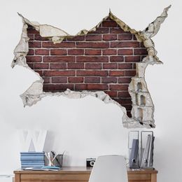 3D Wandtattoo Backsteinwand rot Wandsticker 3D-Optik Wandaufkleber in S-XXL 3D-Effekt
