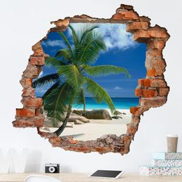 3D Wandtattoo Traumstrand Wandsticker 3D-Optik Wandaufkleber in S-XXL 3D-Effekt