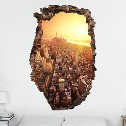 Bilderwelten Wandtattoo Stadt Motiv 3D-Effekt orange - Goldene Stadt - Skylines Wohnzimmer Schlafzimmer
