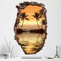 Bilderwelten Wandtattoo Strand Tropisch 3D-Effekt orange - Caribbean Sunset I - Landschaft Wohnzimmer Schlafzimmer