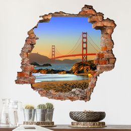 3D Wandtattoo Baker Beach Wandsticker 3D-Optik Wandaufkleber in S-XXL 3D-Effekt