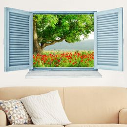 3D Wandtattoo Sommerwiese Wandsticker 3D-Optik Wandaufkleber in S-XXL 3D-Effekt