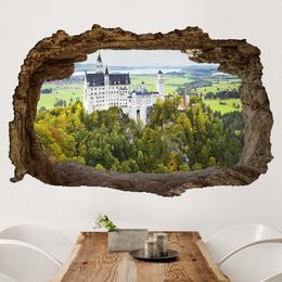 3D Wandtattoo Schloss Neuschwanstein Panorama Wandsticker 3D-Optik Wandaufkleber in S-XXL 3D-Effekt