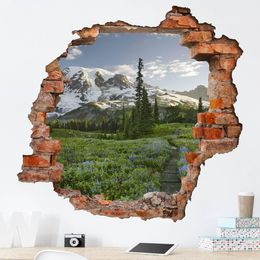 3D Wandtattoo Bergblick Wiesenpfad Wandsticker 3D-Optik Wandaufkleber in S-XXL 3D-Effekt