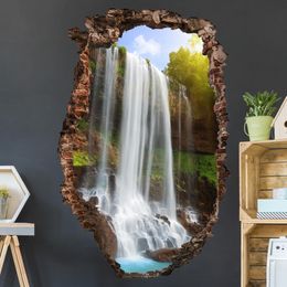 3D Wandtattoo Waterfalls Wasserfall Landschaft Wandsticker 3D-Optik Wandaufkleber in S-XXL 3D-Effekt K&uuml;che Wohnzimmer