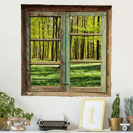Bilderwelten Wandtattoo Wald modern 3D-Effekt gr&uuml;n - Waldwiese - B&auml;ume Wohnzimmer Schlafzimmer