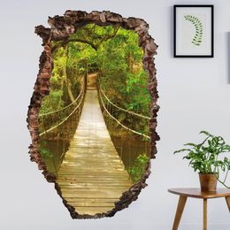 3D Wandtattoo Dschungelbr&uuml;cke Br&uuml;cke Natur Wald Dschungel Wandsticker 3D-Optik Wandaufkleber in S-XXL 3D-Effekt K&uuml;che Wohnzimmer
