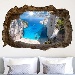 3D Wandtattoo Meerblick Meeresbucht Wandsticker 3D-Optik Wandaufkleber in S-XXL 3D-Effekt