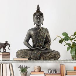 Bilderwelten Wandtattoo Spirituell modern selbstklebend weiss - Zen Buddha Stein - Buddha Wohnzimmer Schlafzimmer