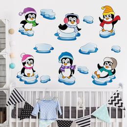 Bilderwelten Wandtattoo Tiere modern Aquarell Wandaufkleber - Pinguin Winter Kinderzimmer Set - Wandsticker Kinderzimmer Baby M&auml;dchen Jungen