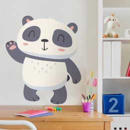 Wandtattoo Kinderzimmer Winkender Panda Baby, Junge & M&auml;dchen Wandsticker Babyzimmer Kinder Wandaufkleber in S-XXL Panda Tiere