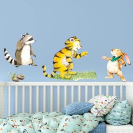 Bilderwelten Wandtattoo Wald Illustration selbstklebend Wandaufkleber - Kleiner Tiger - Freunde Set - B&auml;ume Kinderzimmer Baby M&auml;dchen Jungen