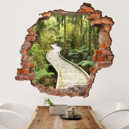 3D Wandtattoo Pfad im Urwald Wandsticker 3D-Optik Wandaufkleber in S-XXL 3D-Effekt