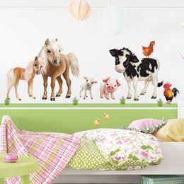 Bilderwelten Wandtattoo Tiere Illustration selbstklebend Wandaufkleber - Animal Club International - Tiere auf dem Bauernhof Set - Bauernhof Kinderzimmer Baby