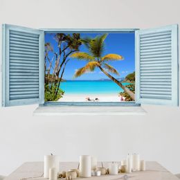 3D Wandtattoo Les Seychelles Wandsticker 3D-Optik Wandaufkleber in S-XXL 3D-Effekt