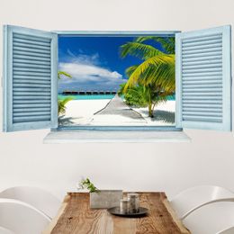 Bilderwelten Wandtattoo Strand modern 3D-Effekt Wandaufkleber - 3D Malediven - Landschaft Wohnzimmer Schlafzimmer